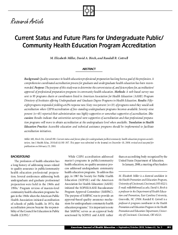 (PDF) Current Status and Future Plans for Undergraduate Public ...