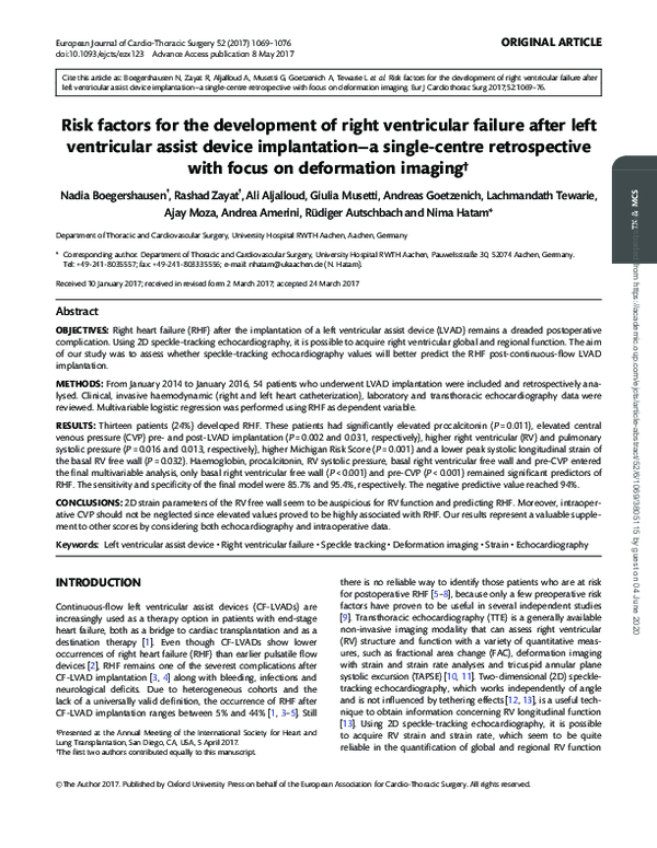 (PDF) Risk factors for the development of right ventricular failure ...