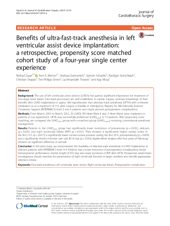 (PDF) Benefits of ultra-fast-track anesthesia in left ventricular ...