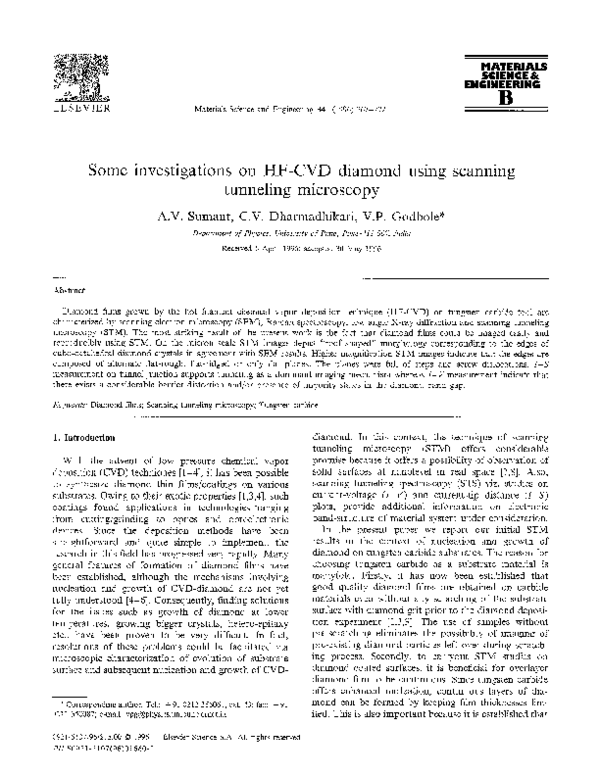 (PDF) Some investigations on HF-CVD diamond using scanning tunneling ...