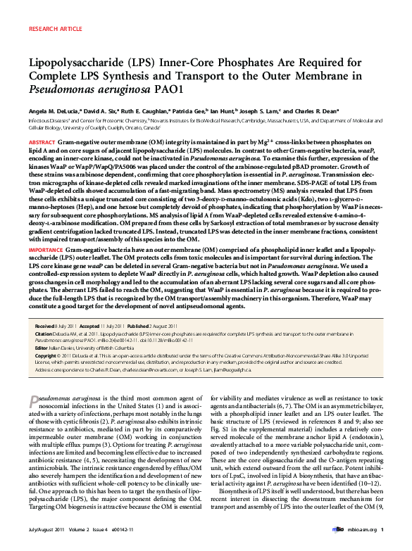 (PDF) Lipopolysaccharide (LPS) Inner-Core Phosphates Are Required for ...