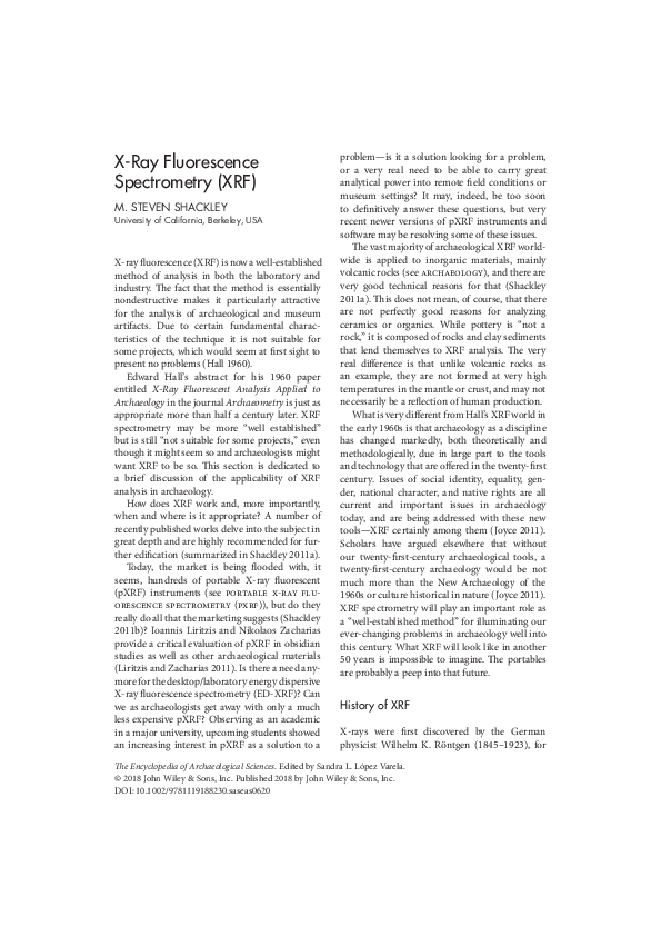 (PDF) X-Ray Fluorescence Spectrometry (XRF)
