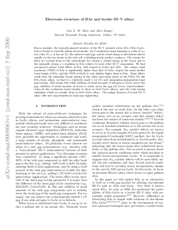 (PDF) Electronic structure of BAs and boride III-V alloys
