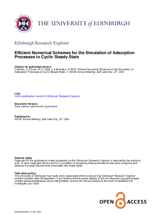 Pdf Efficient Numerical Schemes For The Simulation Of Adsorption