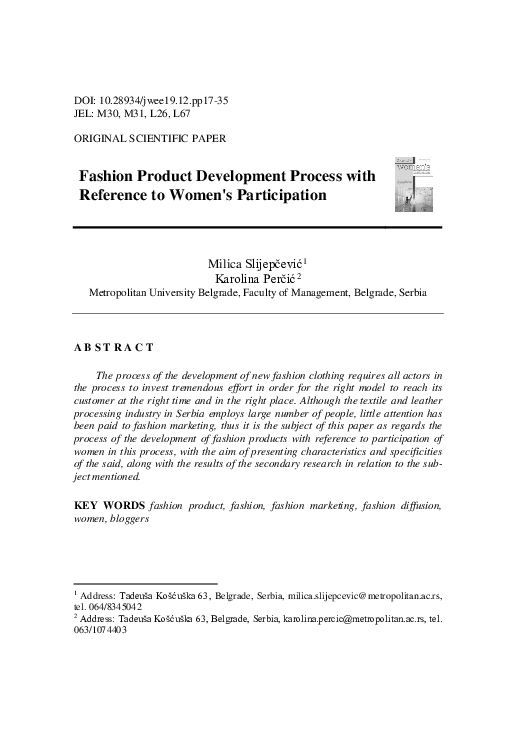 (PDF) Fashion Product Development Process with Reference to Women's ...