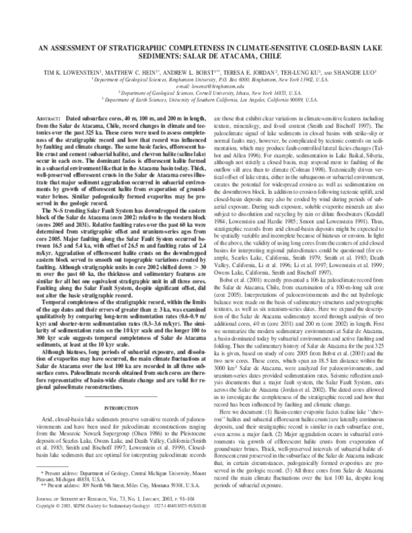 (PDF) An Assessment of Stratigraphic Completeness in Climate-Sensitive ...