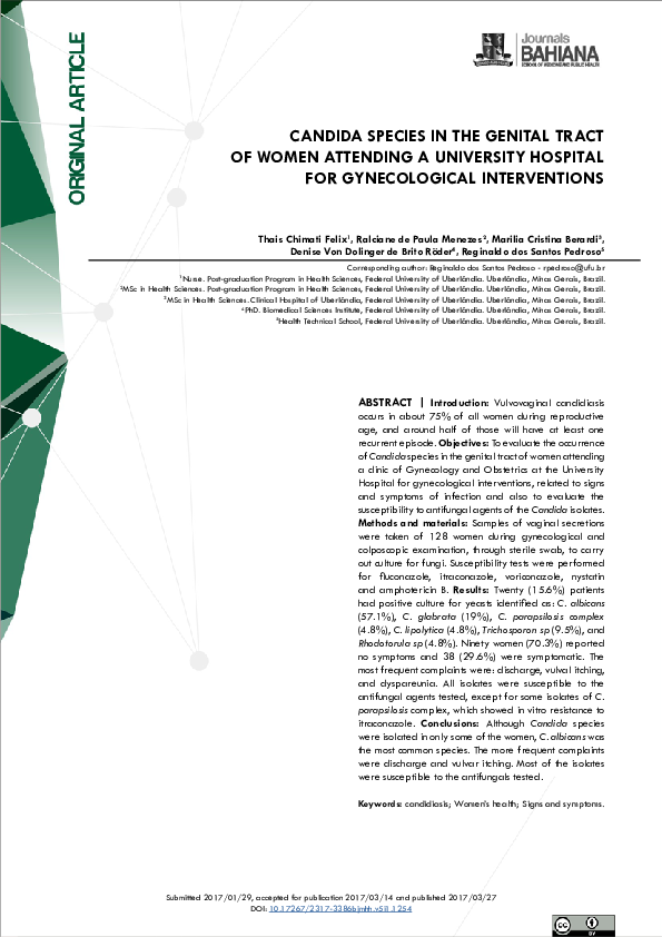 (PDF) Candida Species in the Genital Tract of Women Attending a ...