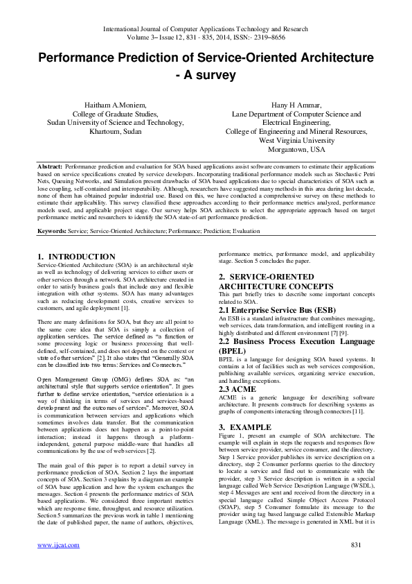 Pdf Performance Prediction Of Service Oriented Architecture