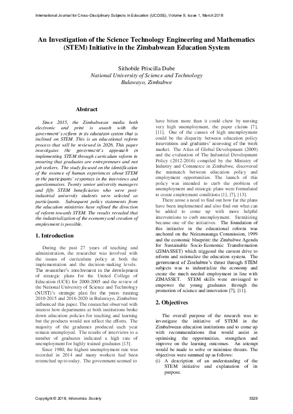 (PDF) An Investigation of the Science Technology Engineering and ...