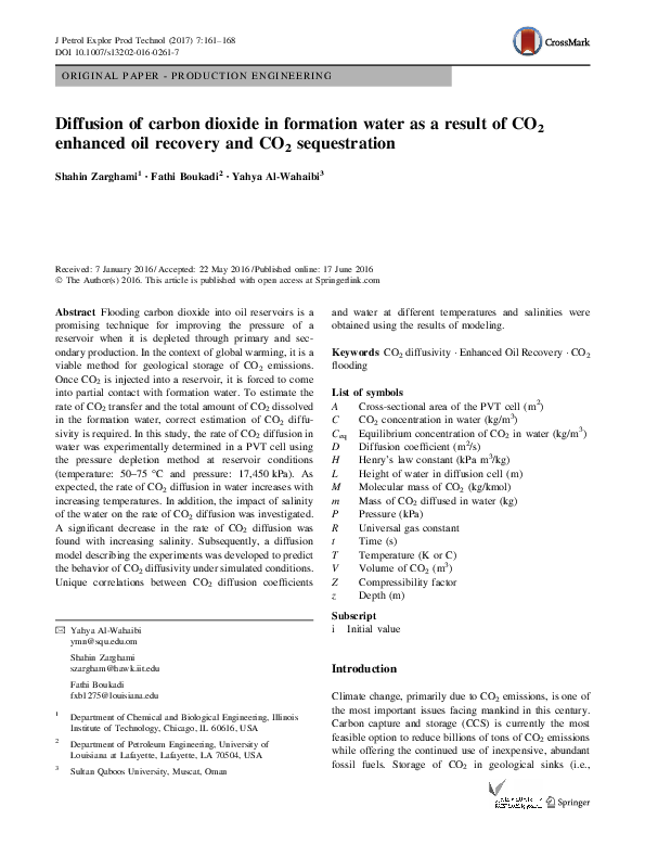 (PDF) Diffusion of carbon dioxide in formation water as a result of CO2 ...