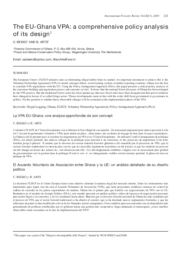 (PDF) The EU-Ghana VPA: a comprehensive policy analysis of its design