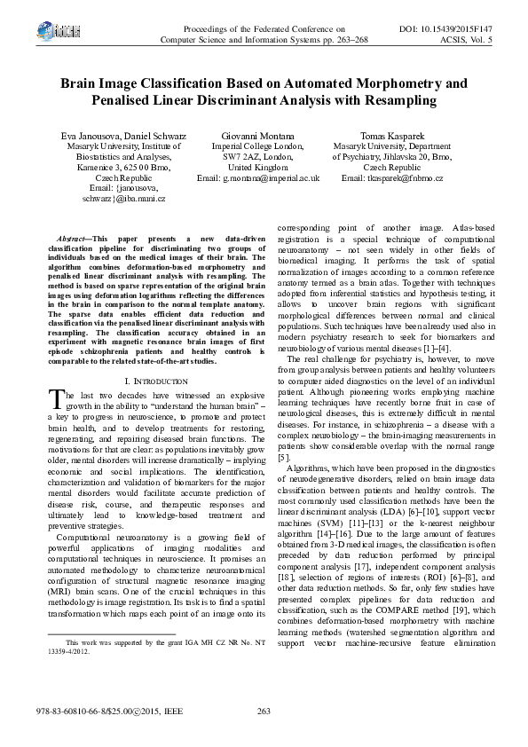 (PDF) Brain Image Classification Based on Automated Morphometry and ...