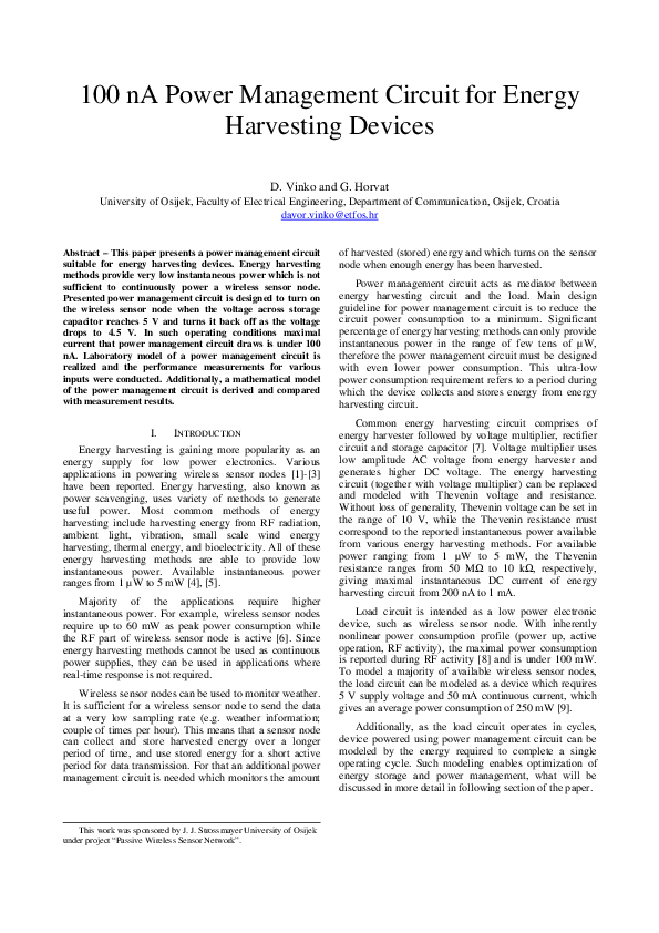 (PDF) 100 nA power management circuit for energy harvesting devices