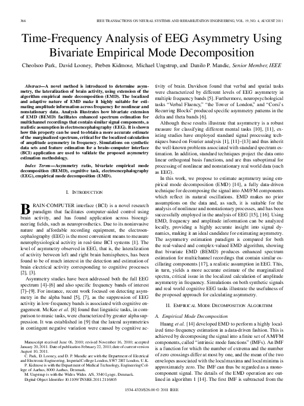 (PDF) Time-Frequency Analysis of EEG Asymmetry Using Bivariate Empirical Mode Decomposition