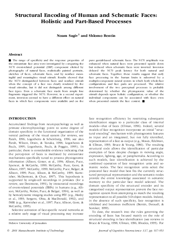 (PDF) Structural Encoding of Human and Schematic Faces: Holistic and ...