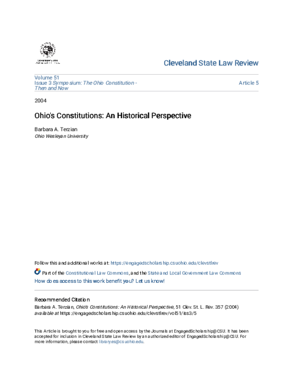 (PDF) Ohio's Constitutions: An Historical Perspective
