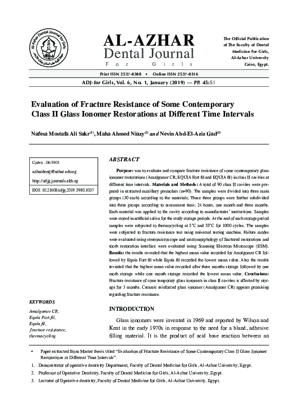 (PDF) Evaluation of Fracture Resistance of Some Contemporary Class II ...