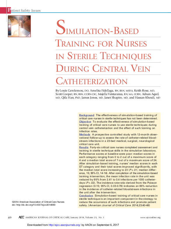(PDF) Simulation-Based Training for Nurses in Sterile Techniques During ...