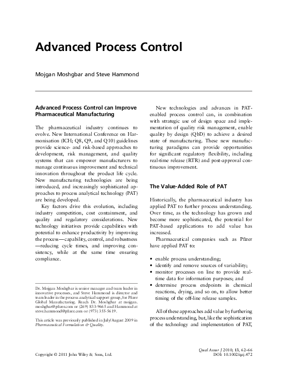 (PDF) Advanced Process Control