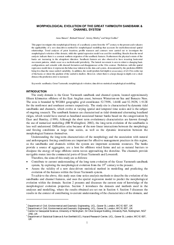 (PDF) Morphological Evolution of the Great Yarmouth Sandbank & Channel ...