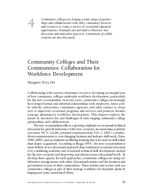 (PDF) Community colleges and their communities: Collaboration for ...