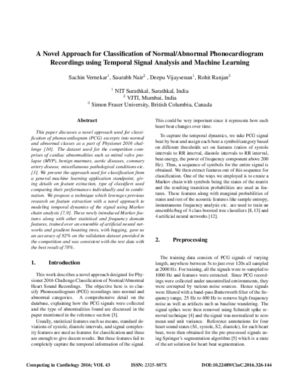 (PDF) A Novel Approach for Classification of Normal/Abnormal Phonocardiogram Recordings using ...