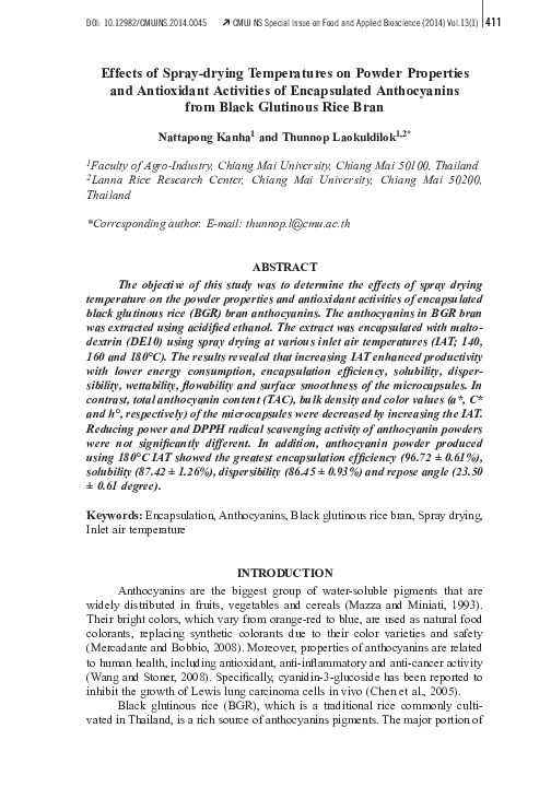 (PDF) Effects of Spray-drying Temperatures on Powder Properties and ...