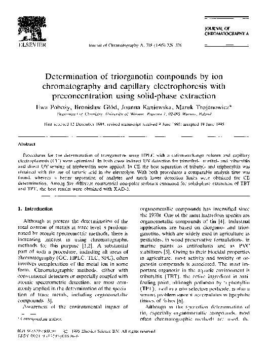 (PDF) Determination of triorganotin compounds by ion chromatography and ...