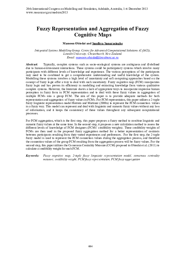 Pdf Fuzzy Representation And Aggregation Of Fuzzy Cognitive Maps