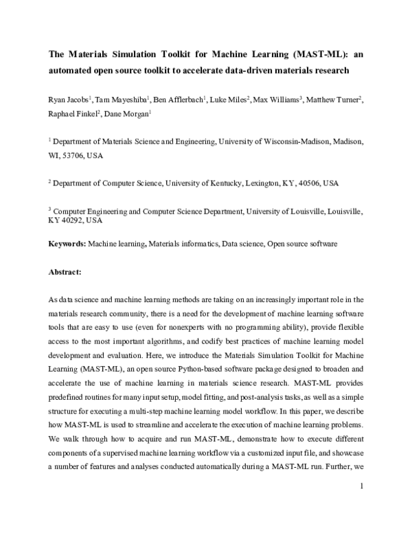 (PDF) The Materials Simulation Toolkit for Machine learning (MAST-ML ...