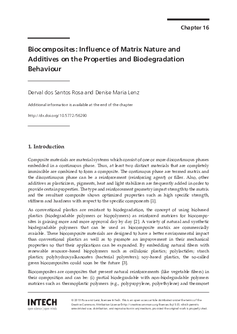 (PDF) Biocomposites: Influence of Matrix Nature and Additives on the ...