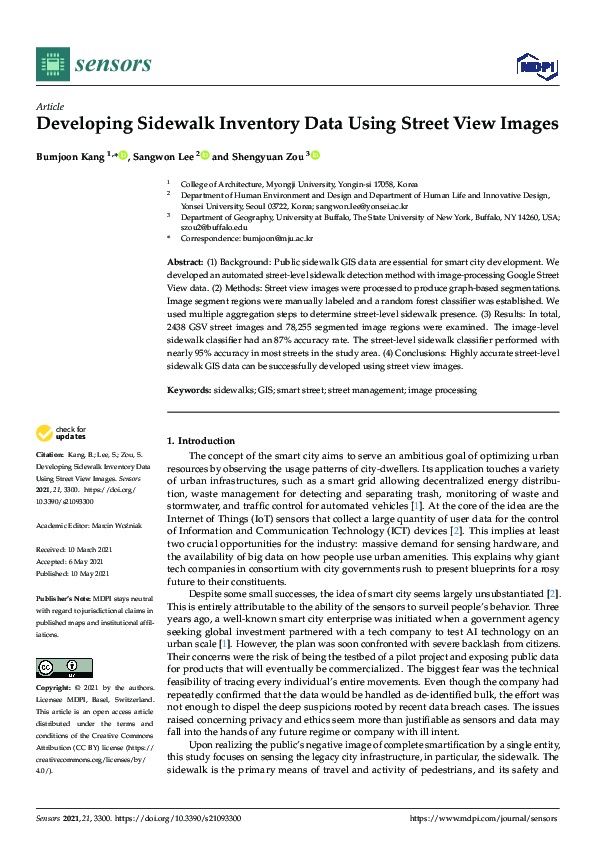 (PDF) Developing Sidewalk Inventory Data Using Street View Images