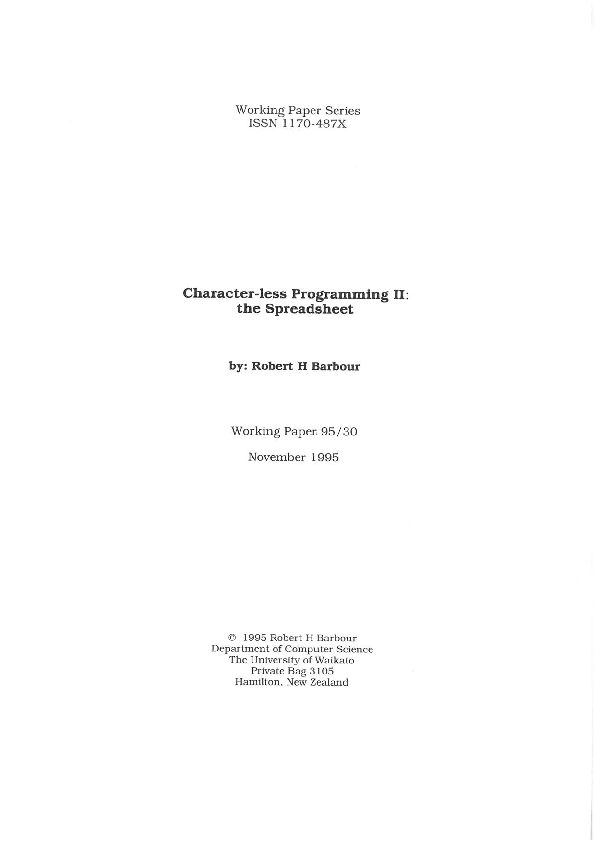 (PDF) Character-less programming II: the spreadsheet