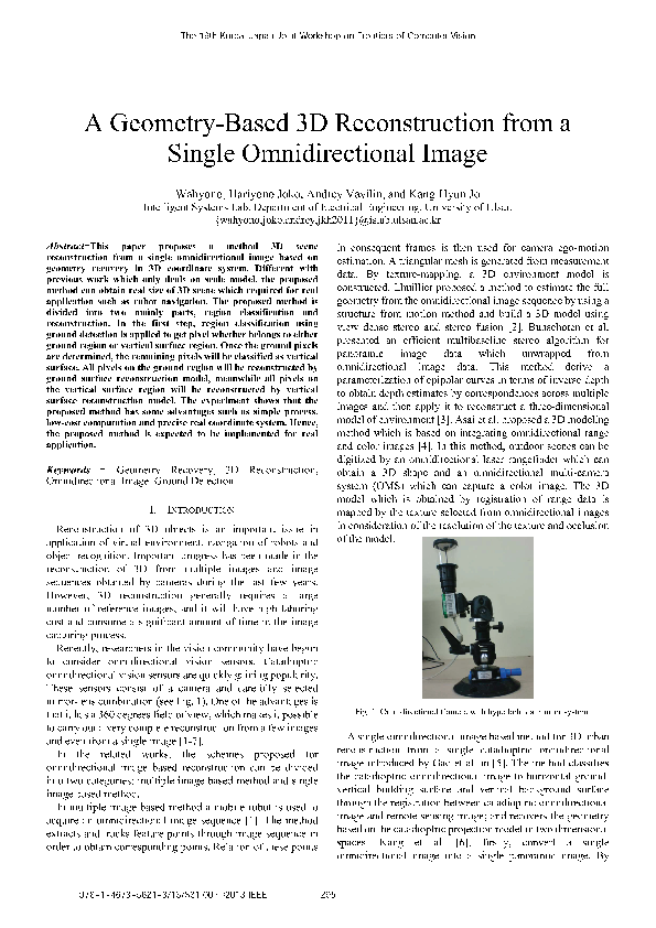 A geometry-based 3D reconstruction from a single omnidirectional image