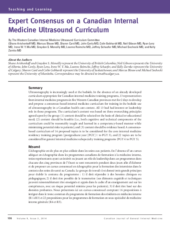 (PDF) Expert consensus on a Canadian internal medicine ultrasound ...