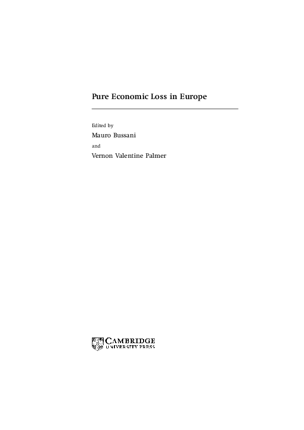(PDF) Pure Economic Loss in Europe