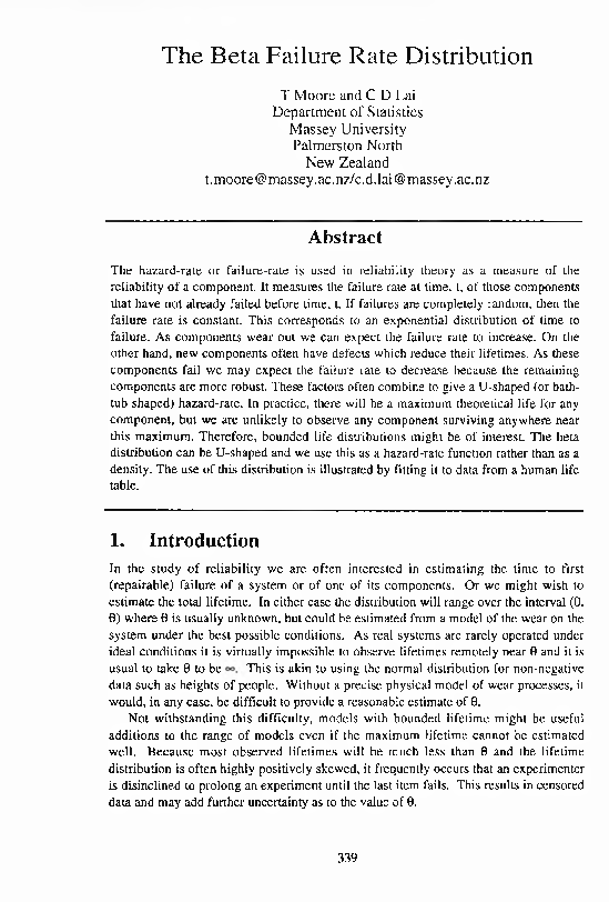 (PDF) The Beta Failure Rate Distribution