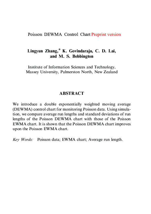 (PDF) Poisson DEWMA Control Chart