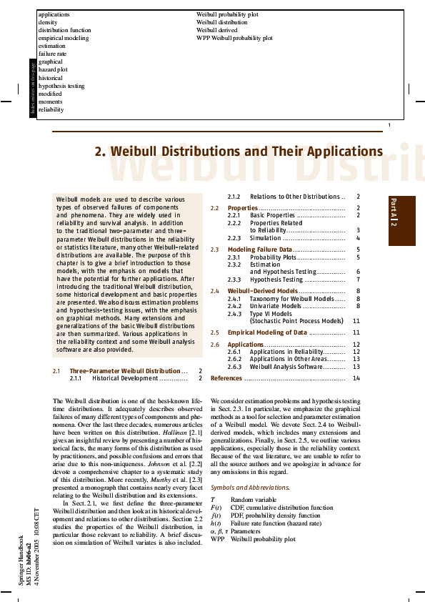 (PDF) Weibull Distributions and Their Applications