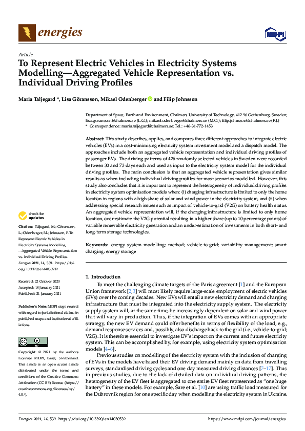 (PDF) To Represent Electric Vehicles in Electricity Systems Modelling ...
