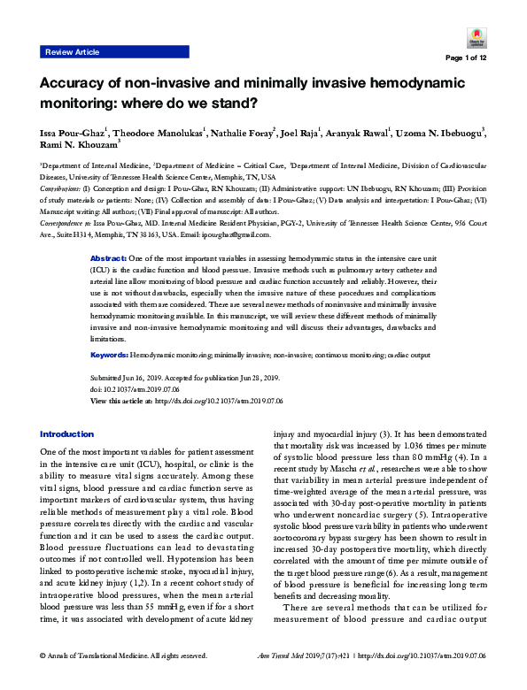 (PDF) Accuracy of non-invasive and minimally invasive hemodynamic ...