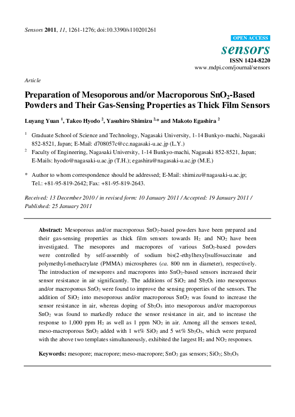 (PDF) Preparation of Mesoporous and/or Macroporous SnO2-Based Powders ...