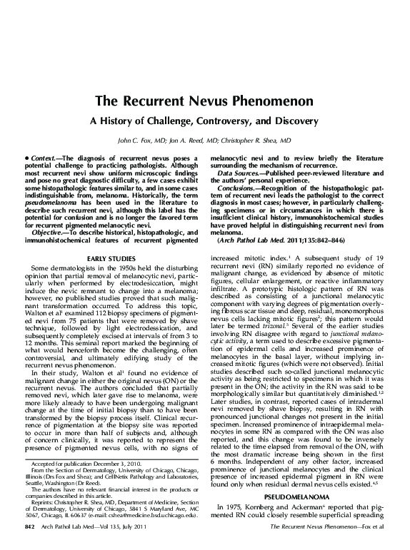 (PDF) The Recurrent Nevus Phenomenon: A History of Challenge ...