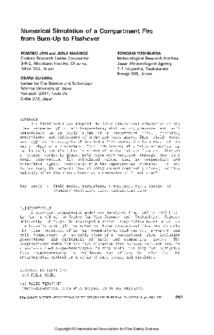 (PDF) Numerical Simulation Of A Compartment Fire From Burn-up To Flashover