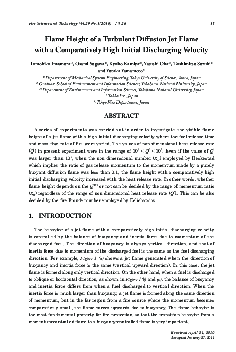 (PDF) Flame Height of a Turbulent Diffusion Jet Flame with a Comparatively High Initial ...