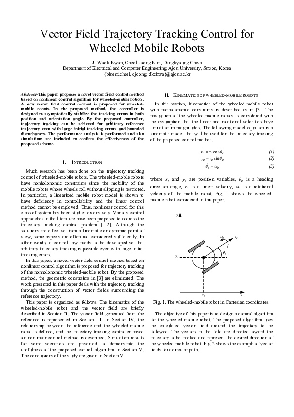 (PDF) Vector field trajectory tracking control for wheeled mobile robots