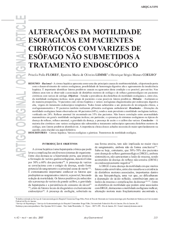 (PDF) Alterações da motilidade esofagiana em pacientes cirróticos com ...