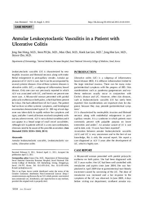 (PDF) Annular Leukocytoclastic Vasculitis in a Patient with Ulcerative ...