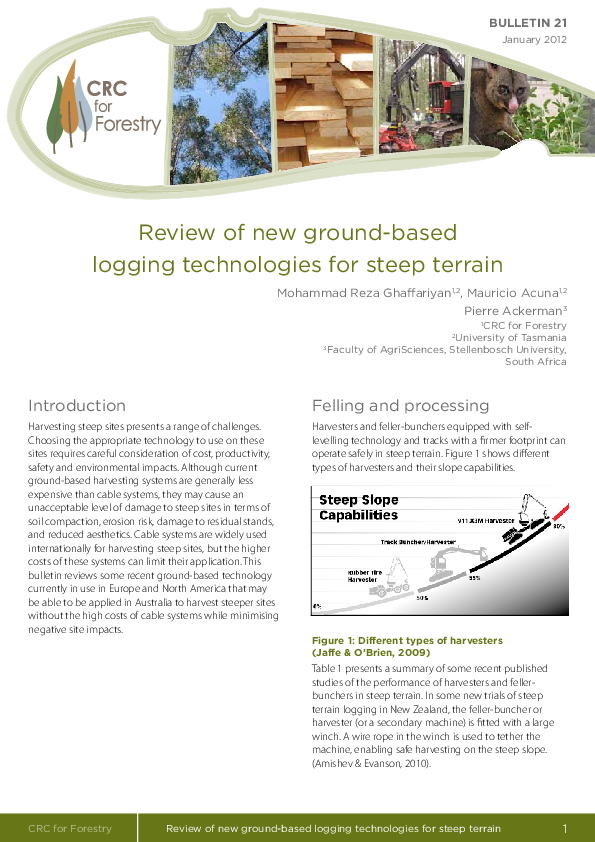 (PDF) CRC for Forestry 1 Review of new ground-based logging ...