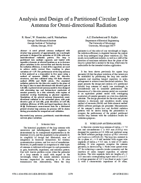 (PDF) Analysis and design of a partitioned circular loop antenna for omni-directional radiation